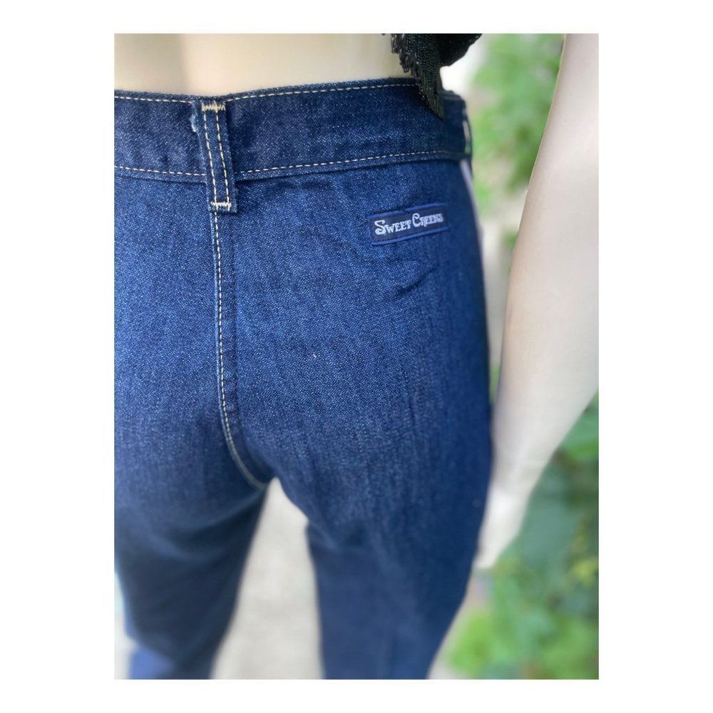70s Sweet Cheeks Denim Pedal Pushers High Waist White… - Gem